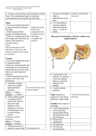 Urinary Catheterization Handouts | PDF
