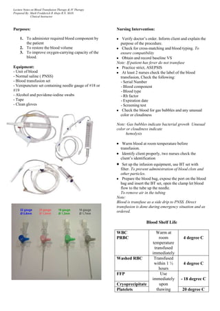 Platelet Transfusion Tubing