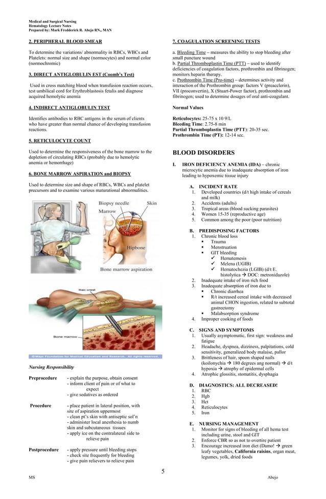 Hematology Handouts | PDF