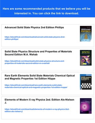 Elements of Solid State Physics 4th Edition J. P. Srivastava | PDF