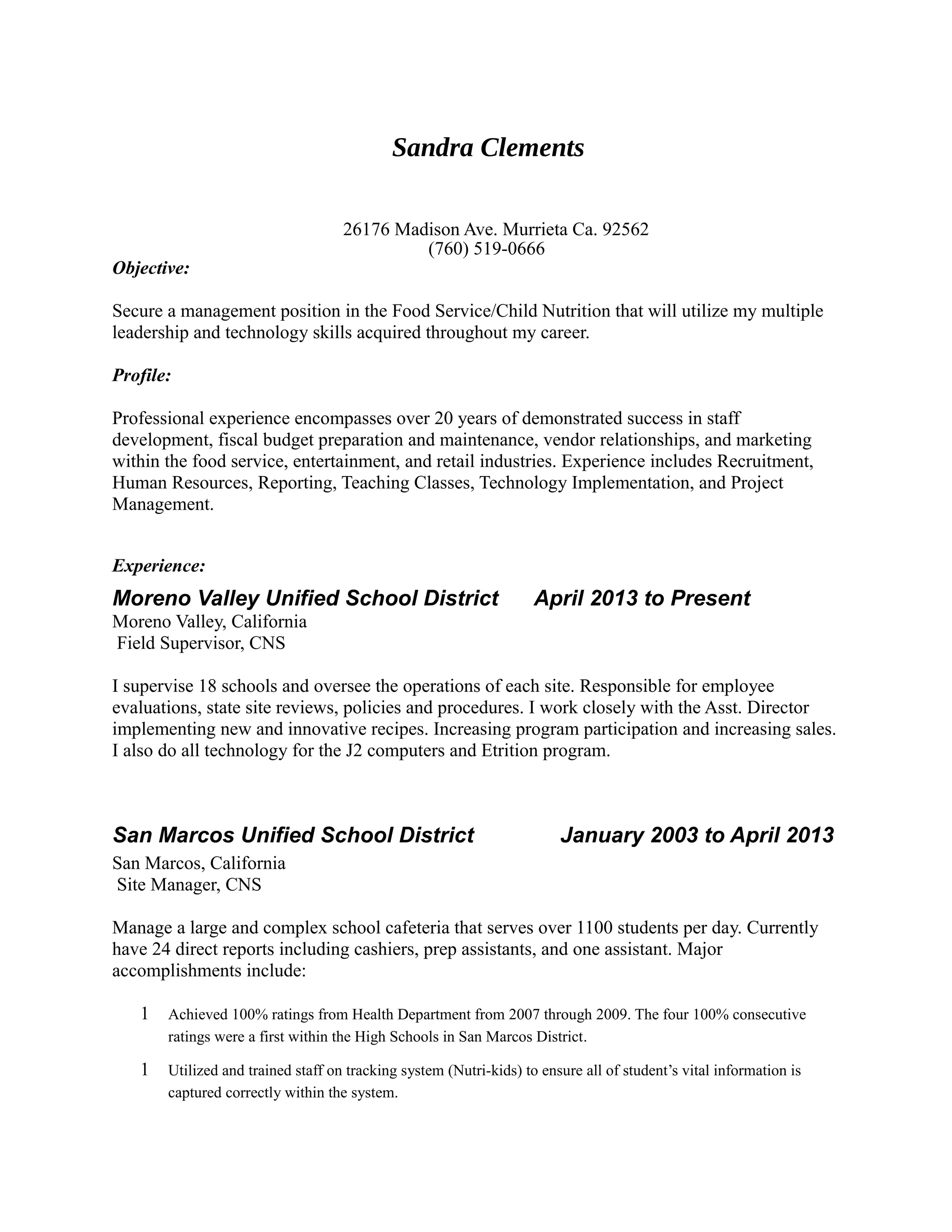 ClementsResume2010 | RTF | Business | Business and Finance