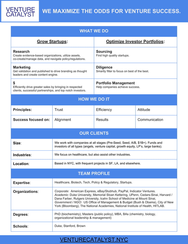 Venture Catalyst - 1 pager | PDF