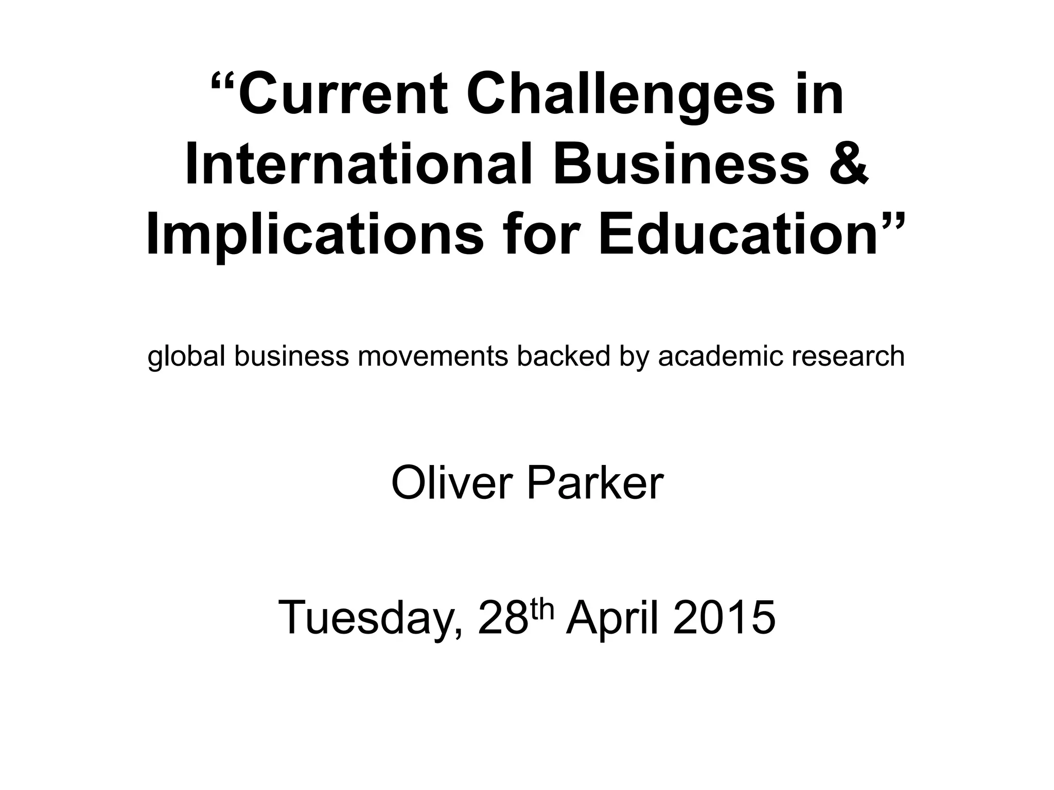 Current Challenges in International Business | PPTX