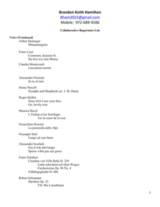 Collaborative Repertoire List | PDF