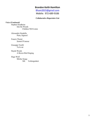 Collaborative Repertoire List | PDF | Classical Music | Music