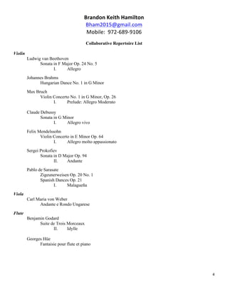 Collaborative Repertoire List | PDF | Classical Music | Music