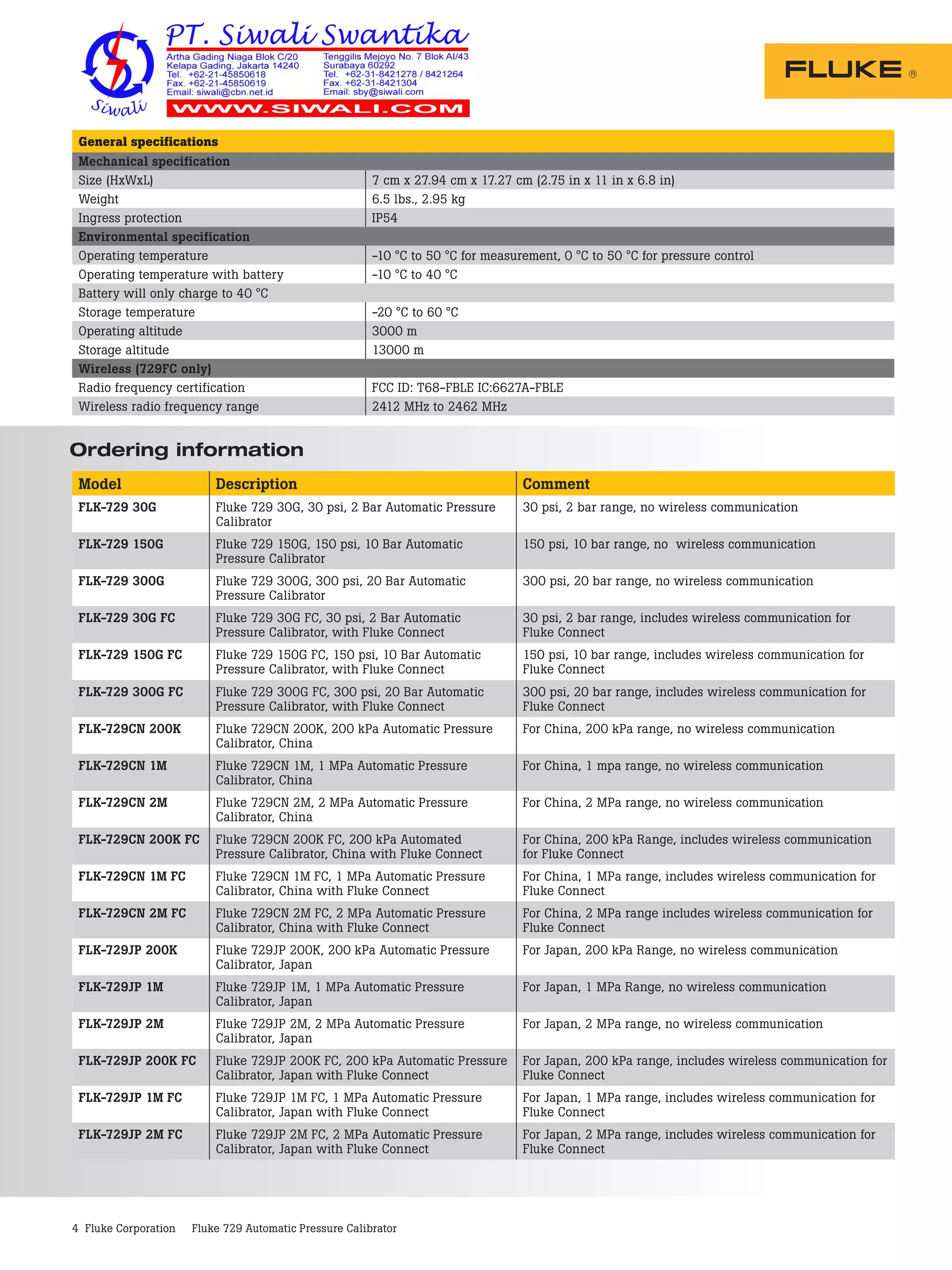 Technical Data Fluke 729 | PDF
