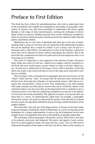 Mathematical Techniques in GIS Second Edition Peter Dale | PDF