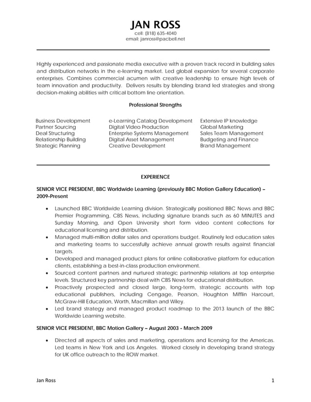 Jan Ross CV 5-15 | PDF