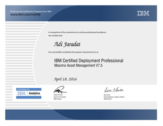 IBM Certified Deployment Professional - Maximo Asset Management V7.5 | PDF