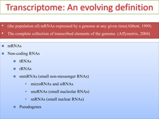 Role of transcriptomics in gene expression studies and | PPTX