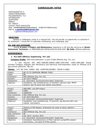 1 CV for Sr instrument technician in 8 years exp | PDF