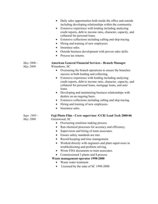 Chuck's Resume - Production | PDF