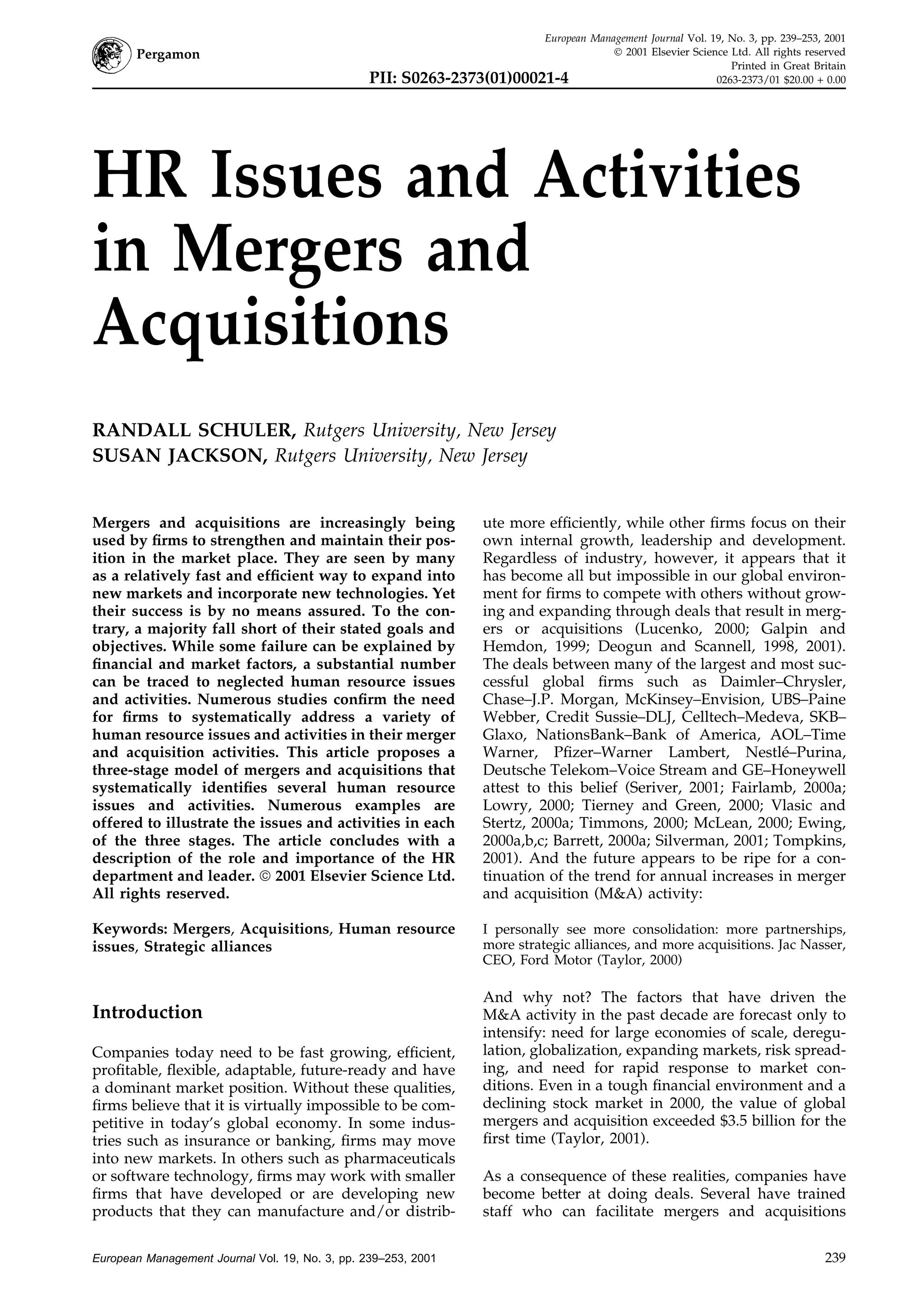 HR Challenges in Merger & Acquisition | PDF | Mergers and Acquisitions ...