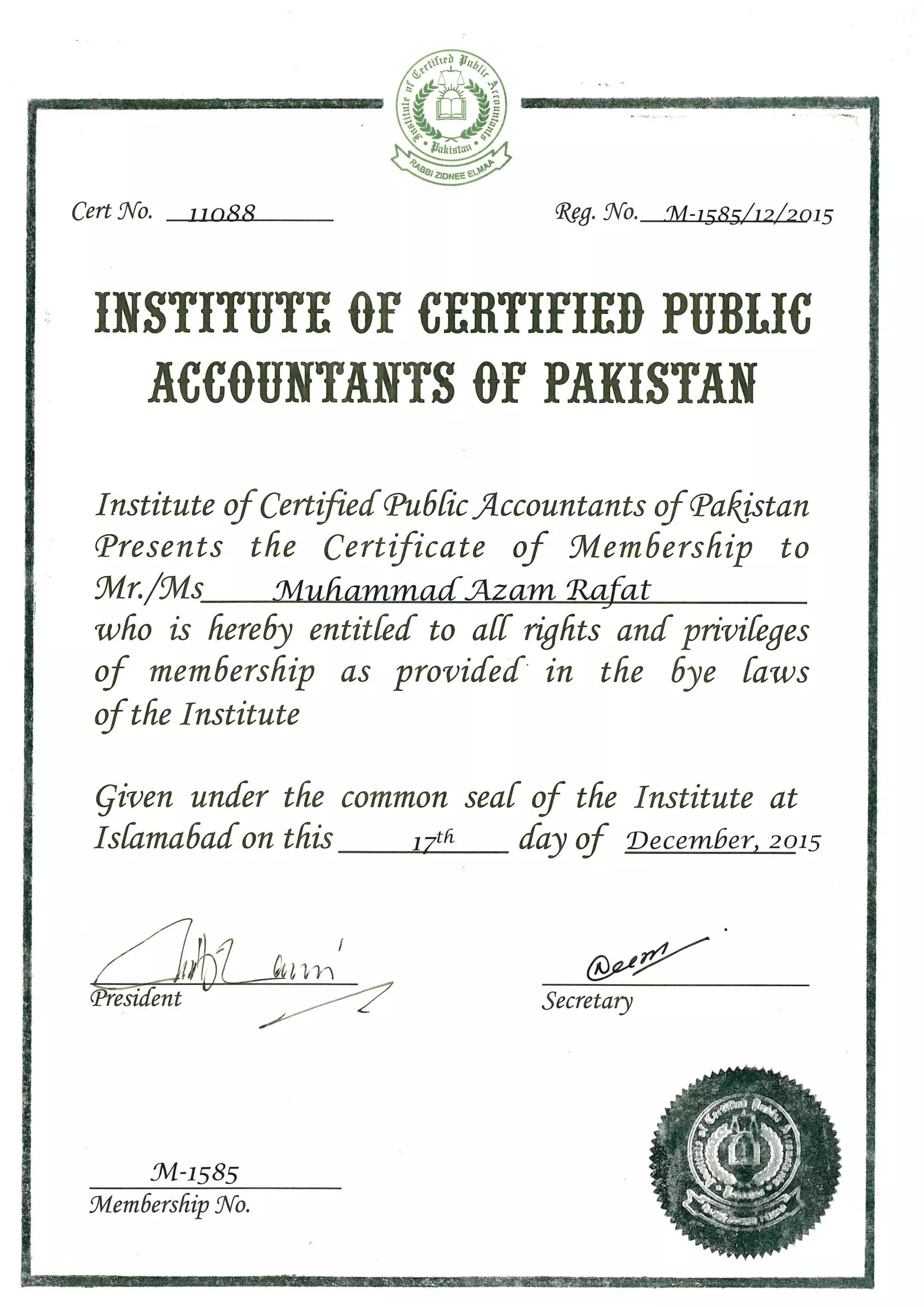 CPA member certificate | PDF