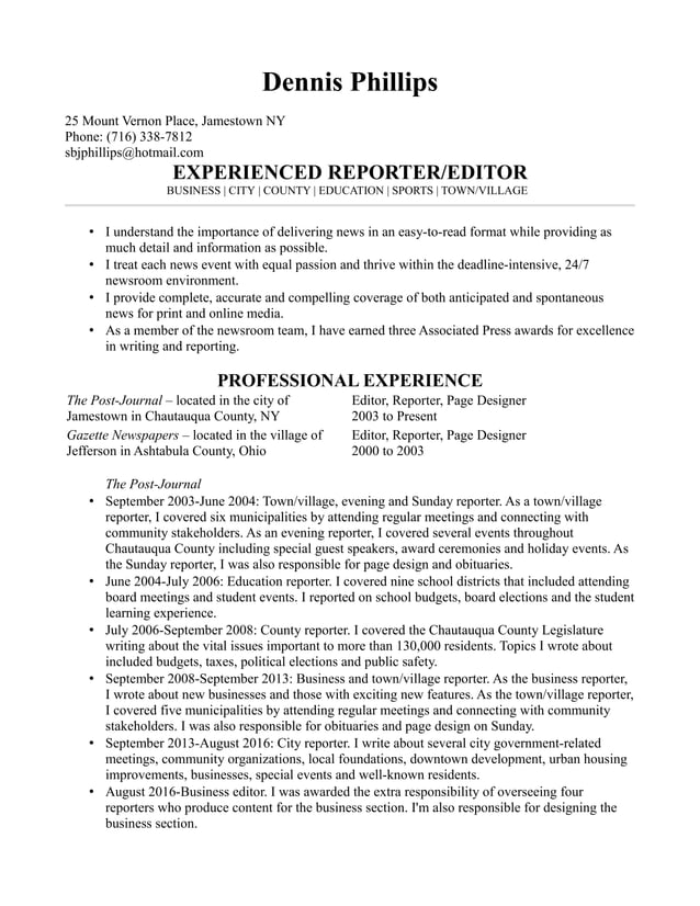 Dennis Phillips resume | PDF