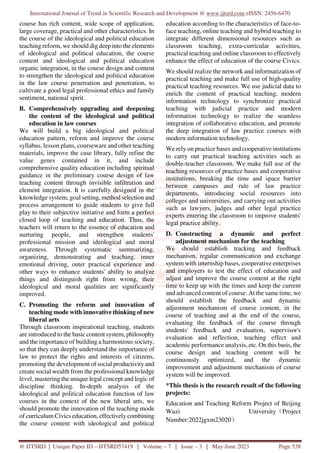 A Study on the Path of Ideological and Political Education in Law Curriculum Construction from ...