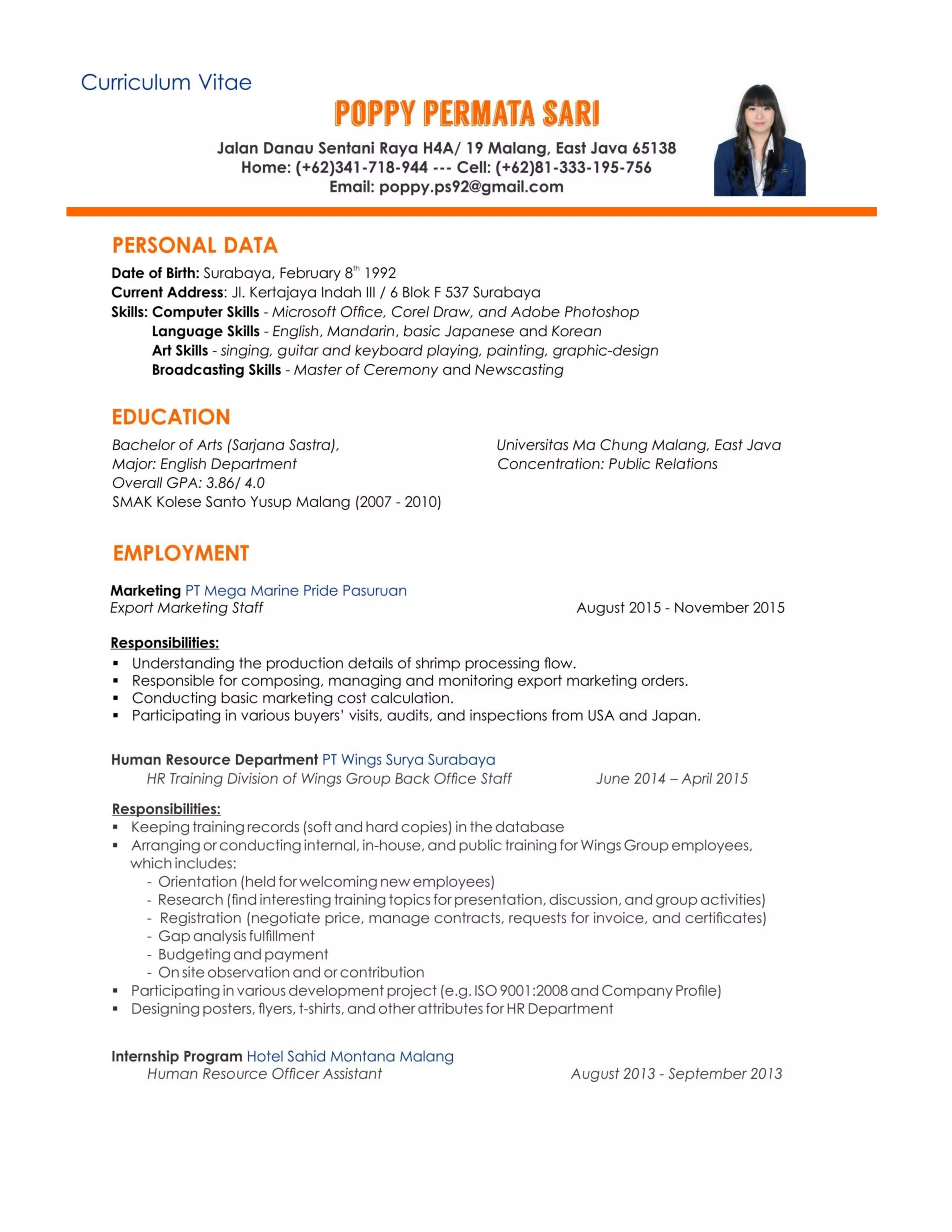 CV - Poppy (New) | PDF