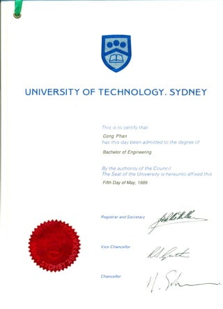 AUTHORIZED DEGREE UTS