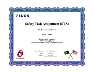 Gicev - FLUOR - Safety-Security Certificates | PDF
