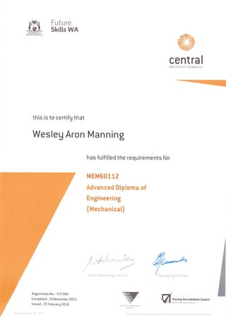 Advanced Diploma of Mechanical Engineering | PDF