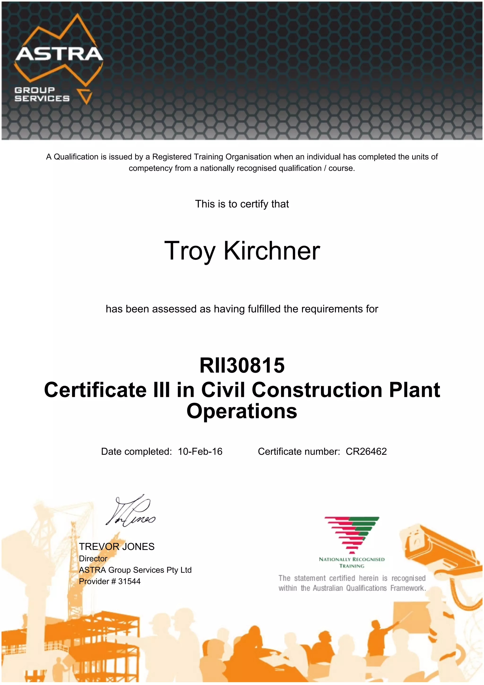RII30815 - Certificate III in Civil Construction Plant Operations | PDF