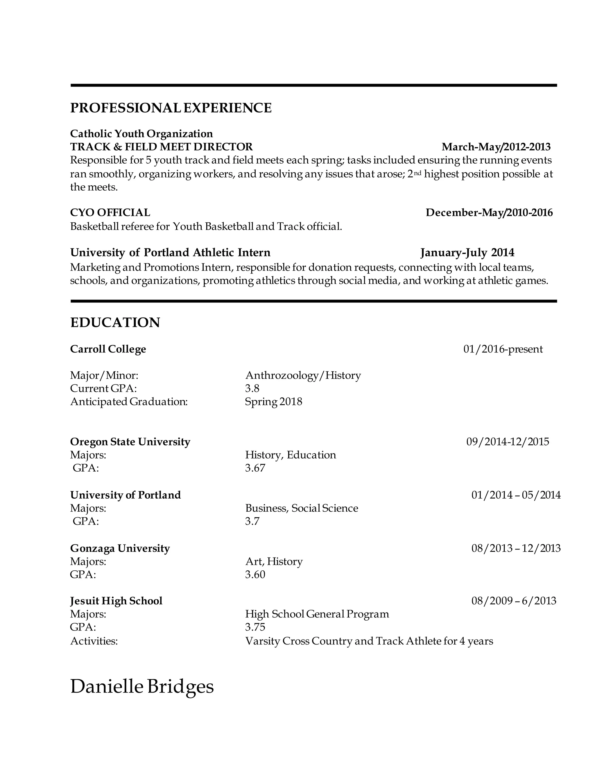 Danielle Bridges Resume | DOCX