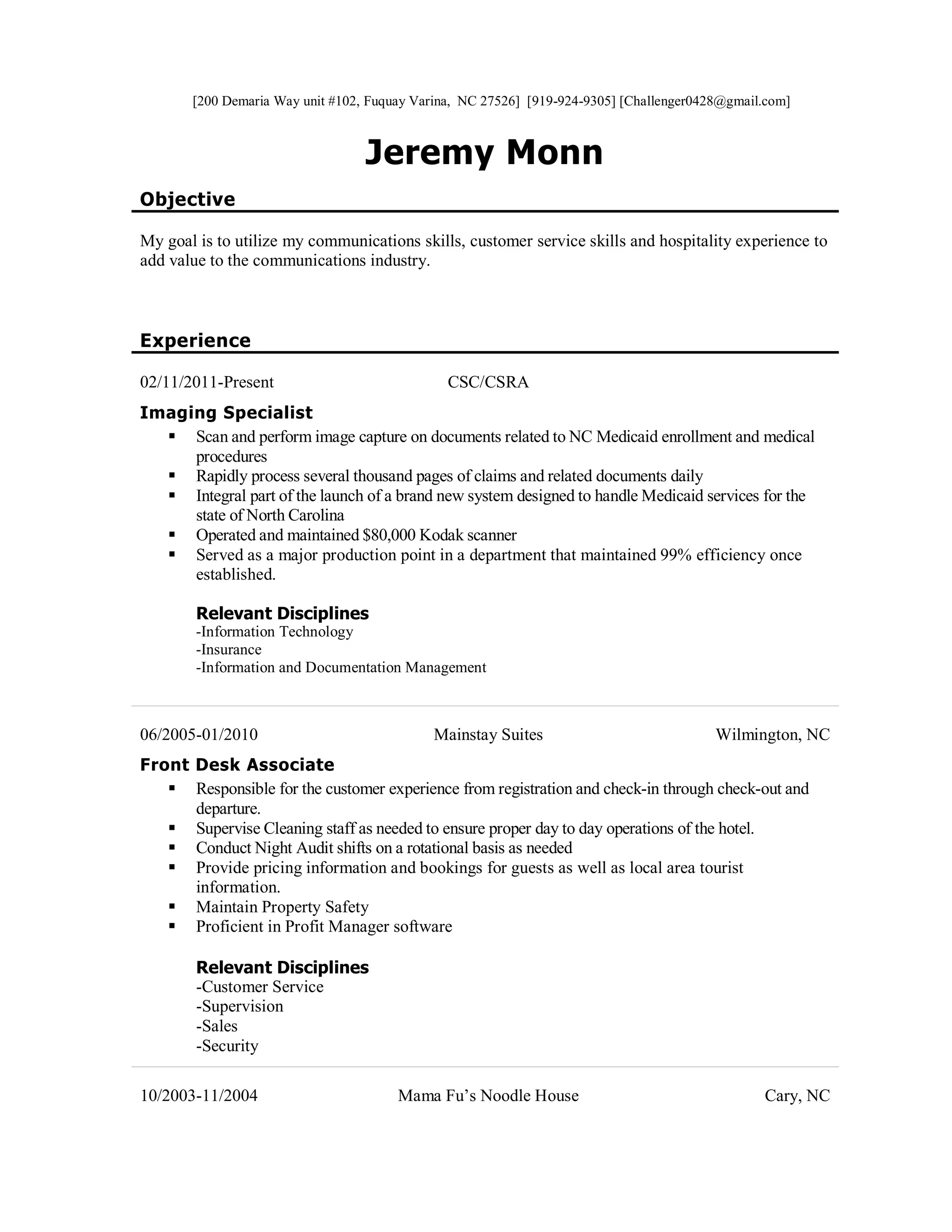 Jeremy Resume | PDF