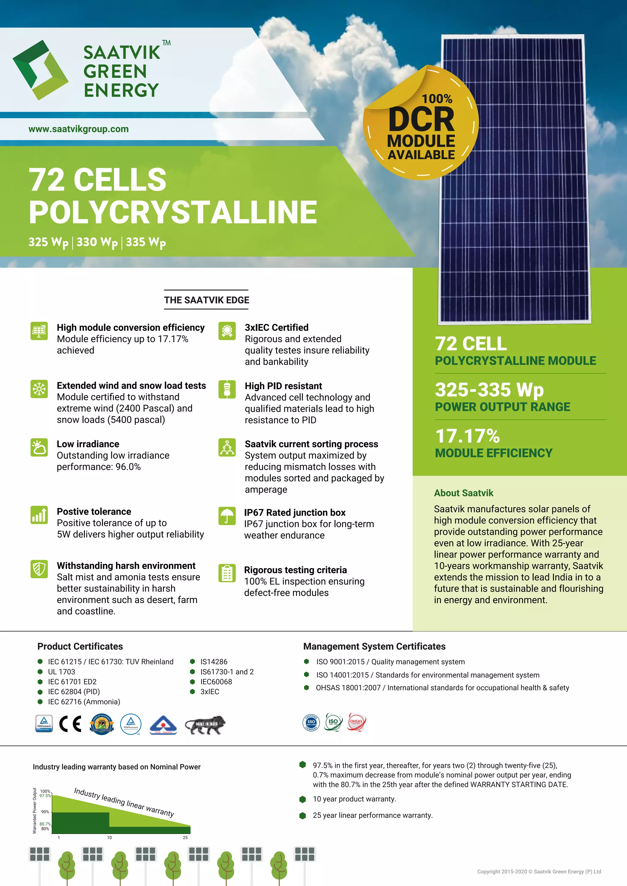 72 cells polycrystalline 320 340 wp - saatvik green energy | PDF