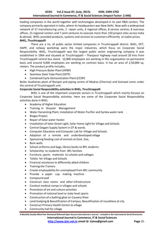 72 corporate social responsibility of bhel with respect to tiruchirappalli | PDF