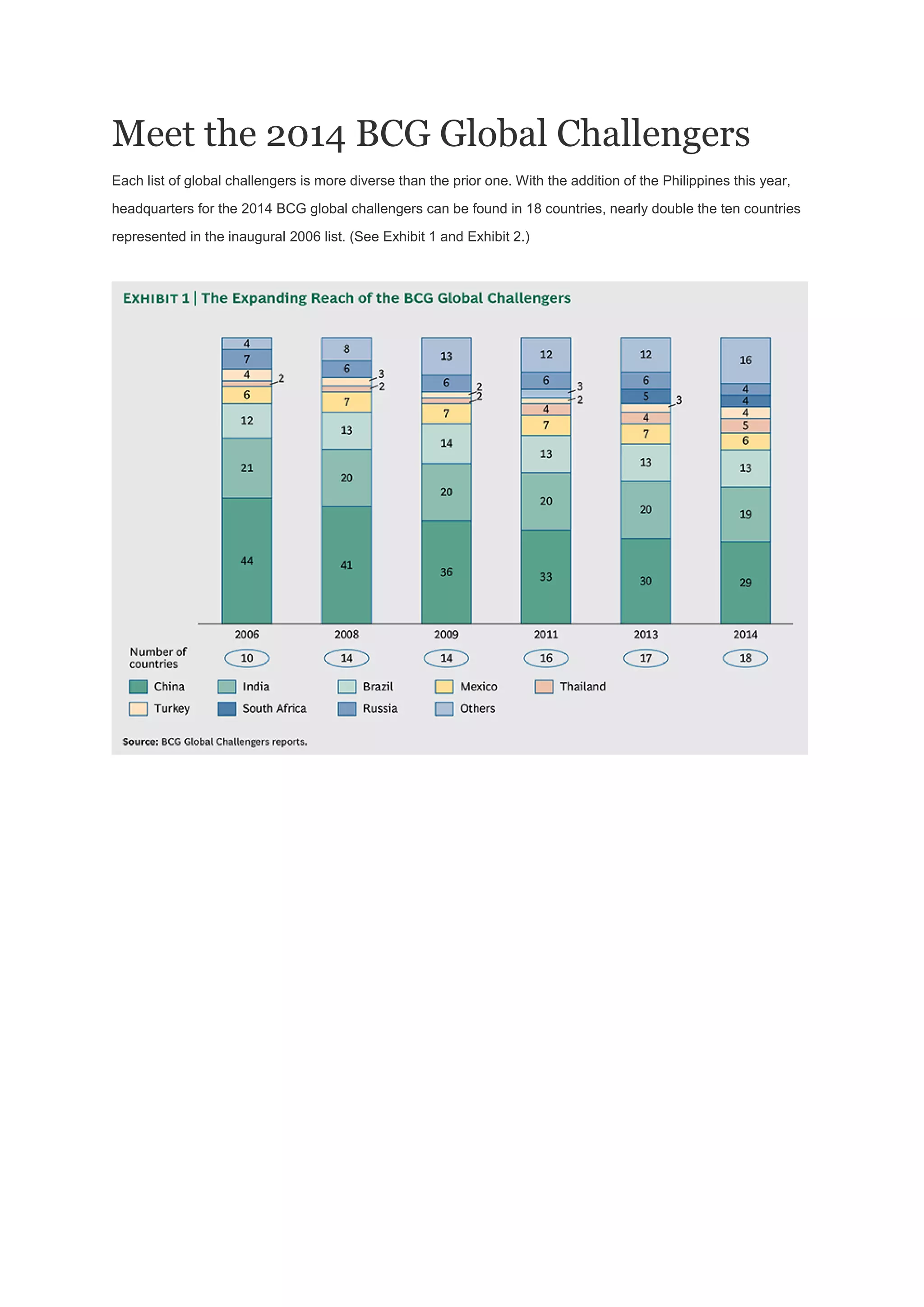 Meet the 2014 BCG Global Challengers (2) | PDF
