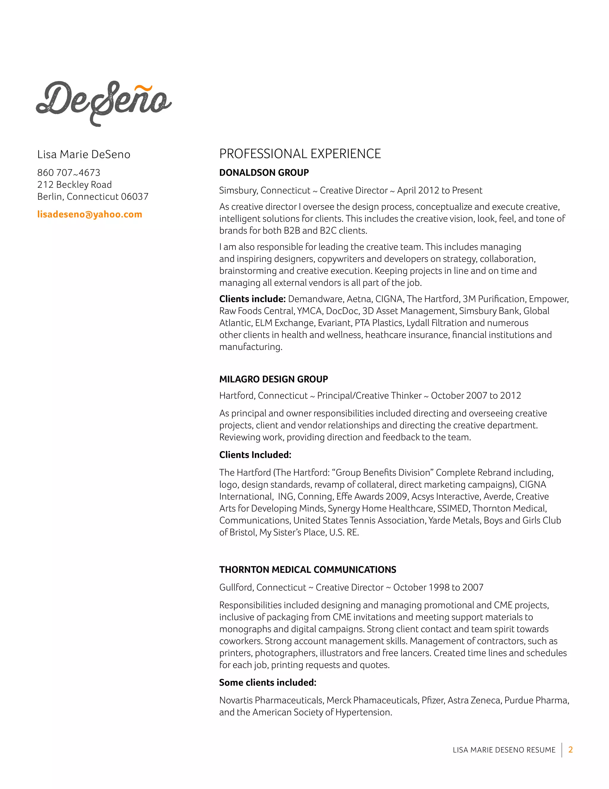 Lisa DeSeno Resume 6-2016-2 | PDF