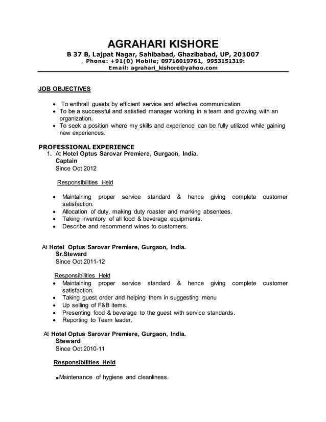 kishore resume | DOC