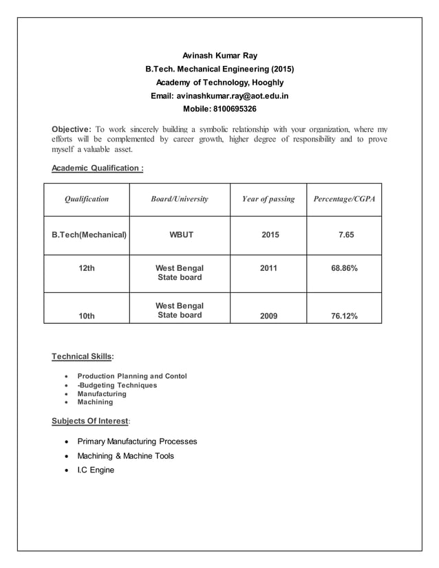 Avinash Ray (1).resume | DOCX | Careers