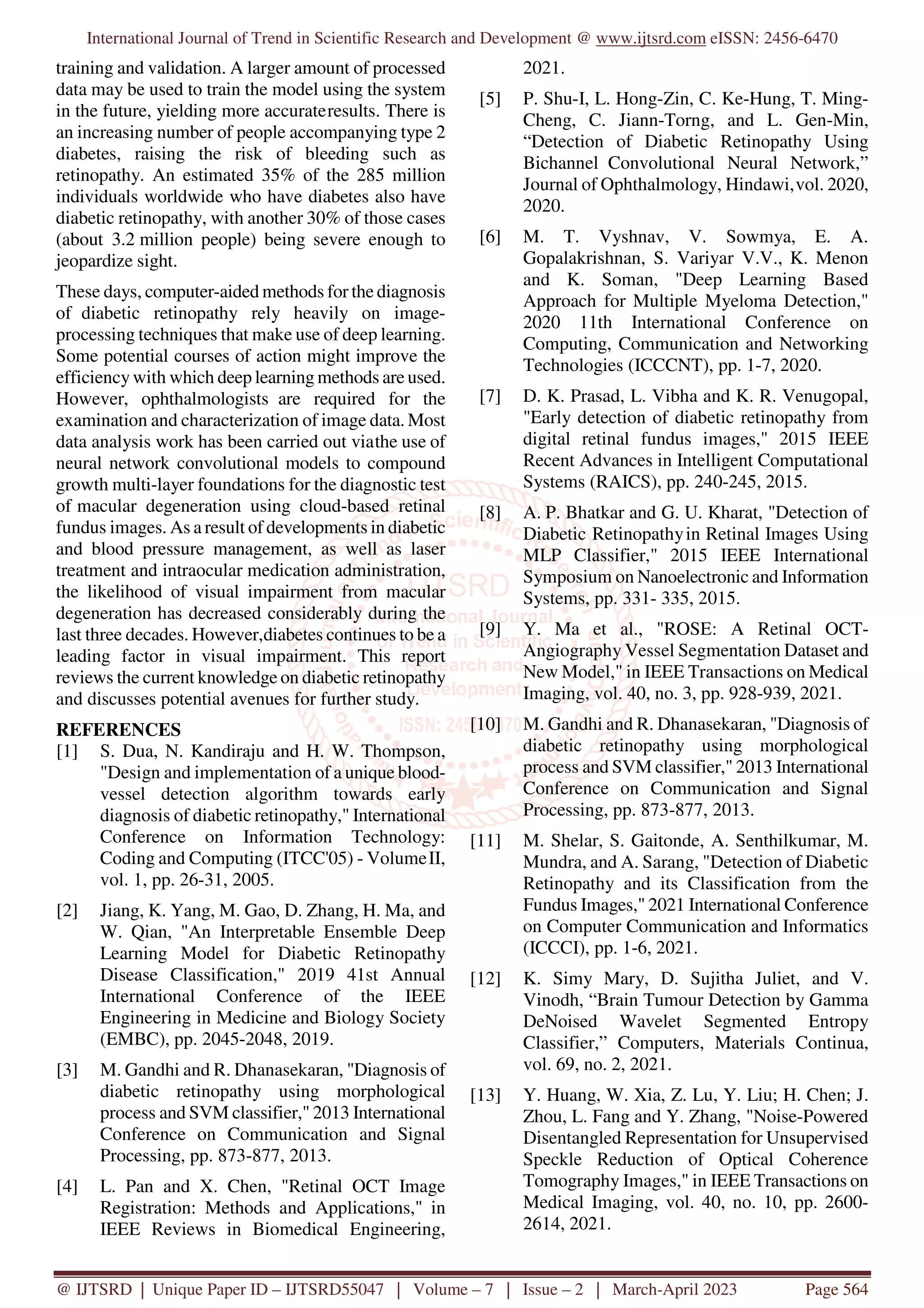 Detection of Diabetic Retinopathy in Retinal Image Early Identification ...