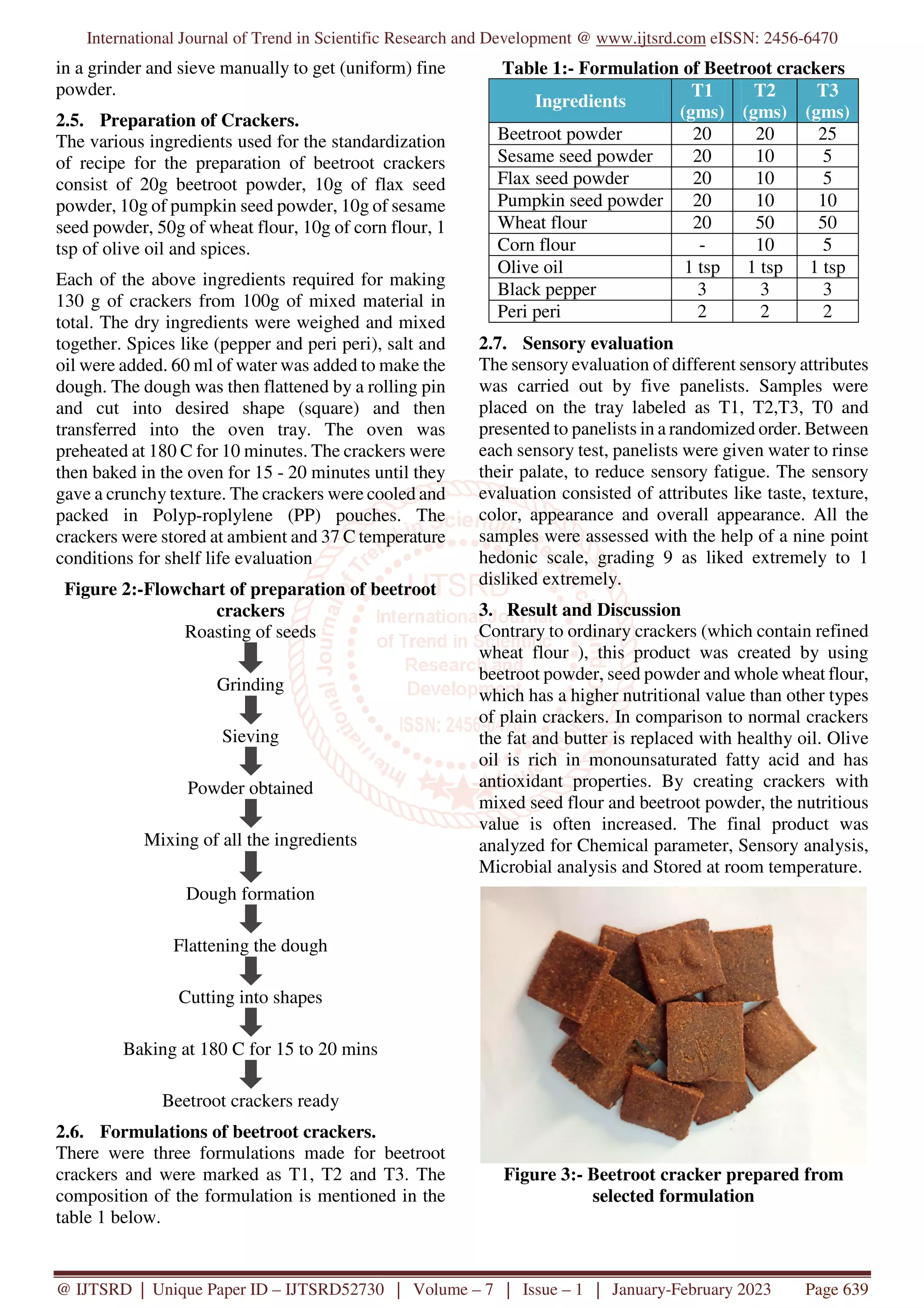 Development and Nutritional Assessment of Beetroot Crackers | PDF
