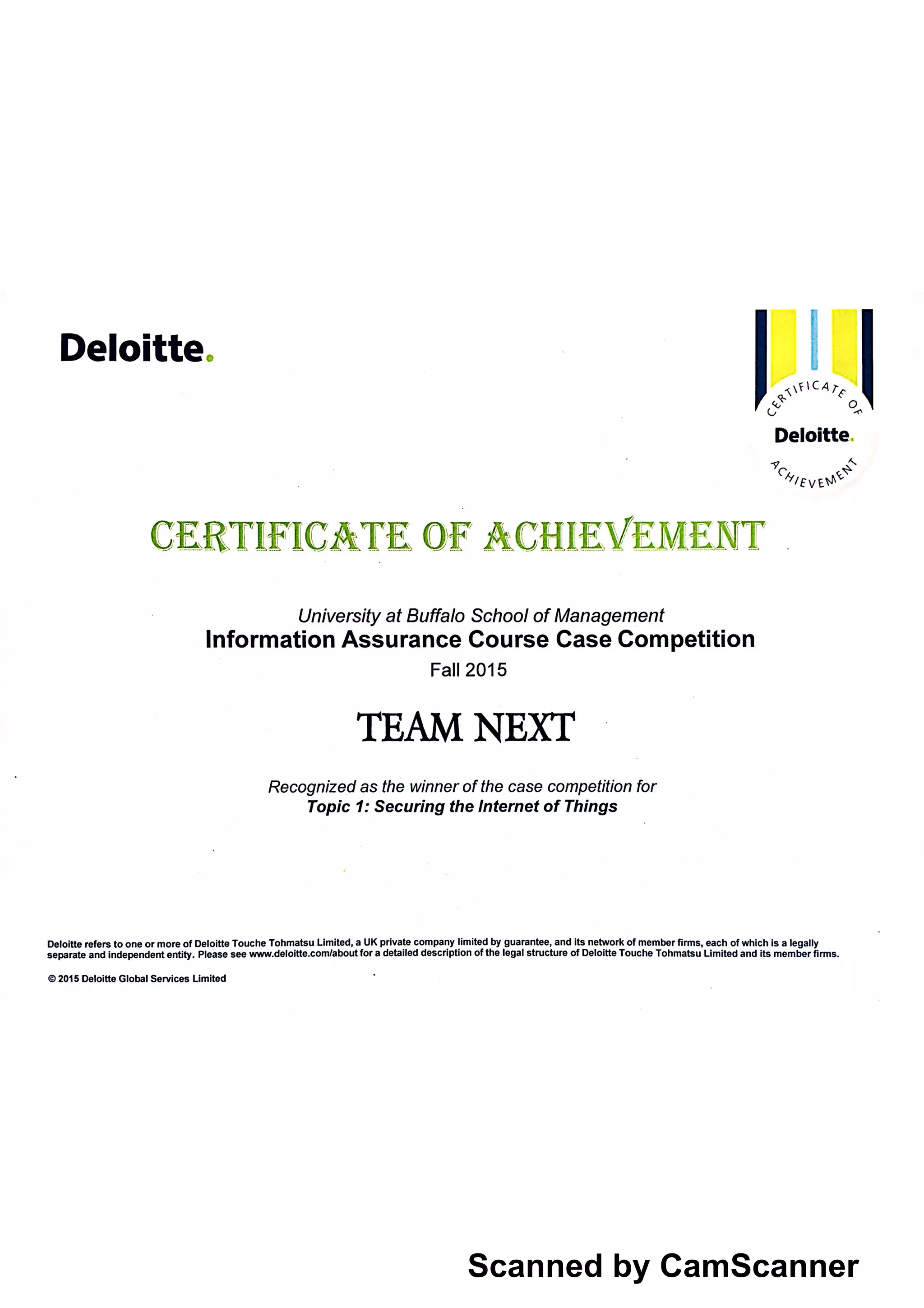 Deloitte Challenge Certificate | PDF