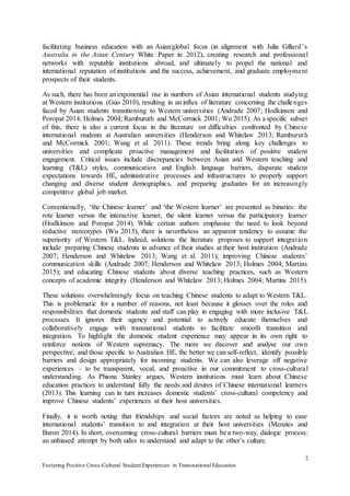 Fostering Positive Cross-Cultural Student Experiences in Transnational Education - Emerging ...