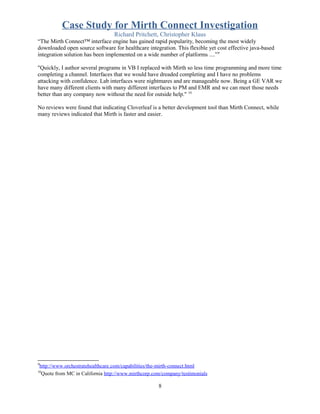 Mirth Connect as Interface Engine Case Study v2 | DOC