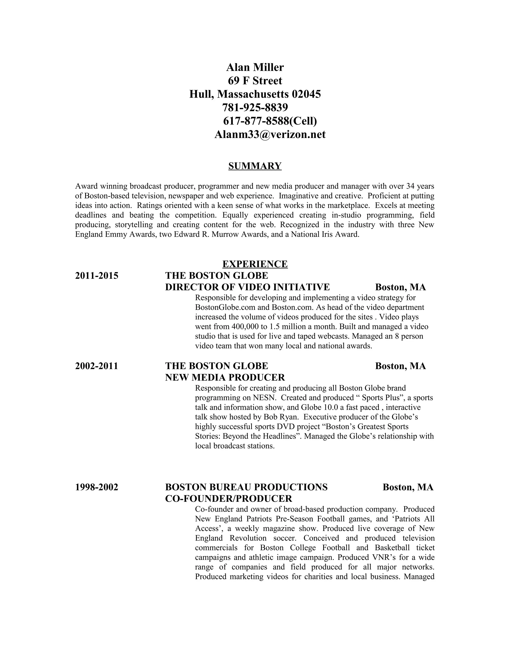 Alan Miller Resume | PDF