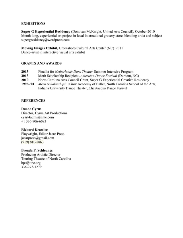 Anya Russian Dance CV 2017 | PDF