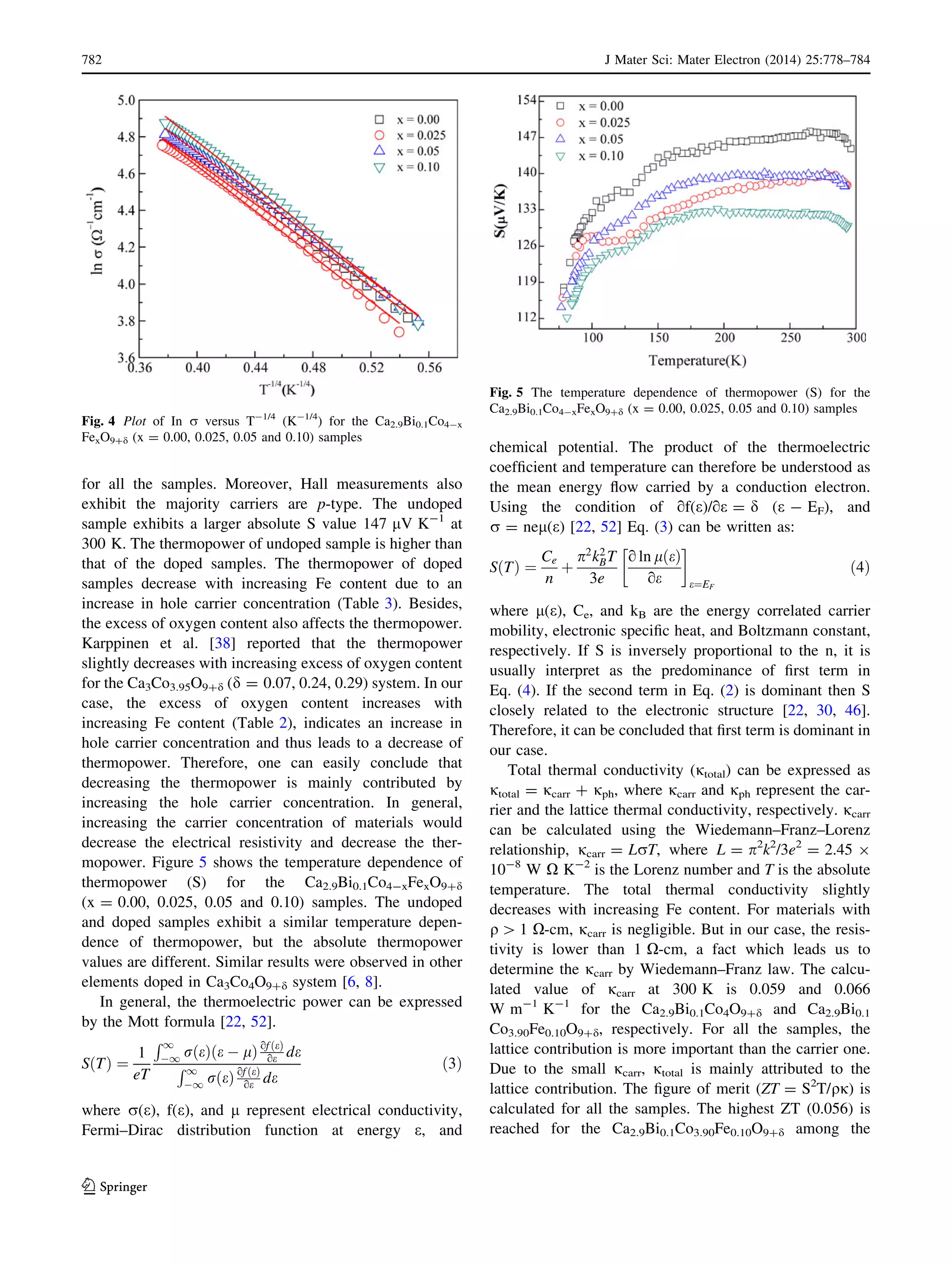 Low-temperature thermoelectric and magnetic characteristics of Ca2.9Bi0.1Co4-xFexO9+δ (0 ≤ x ≤ 0 ...