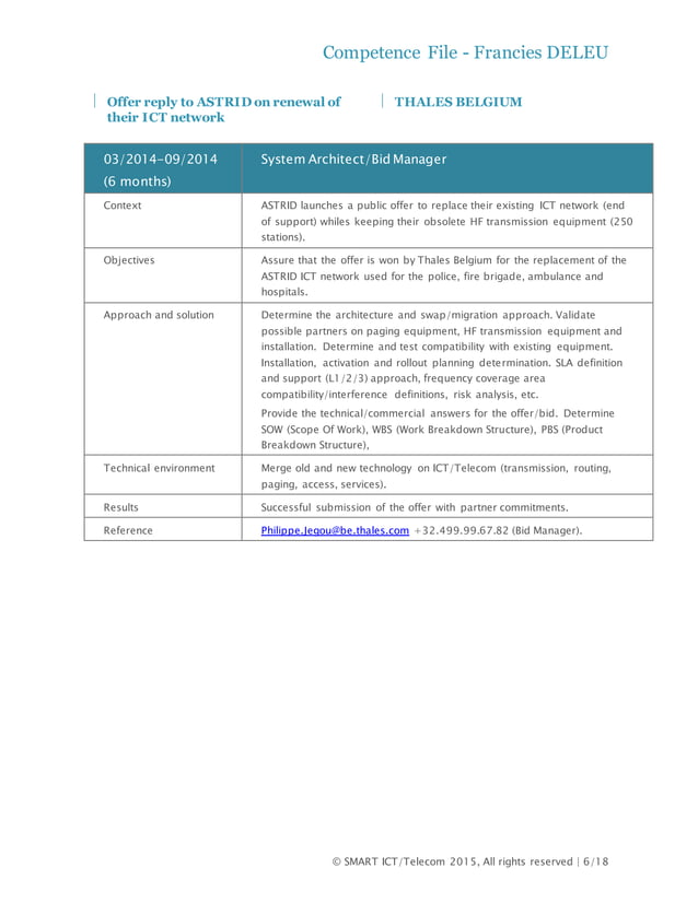 CV SMART ICT-Telecom - Francies DELEU 2015 | PDF