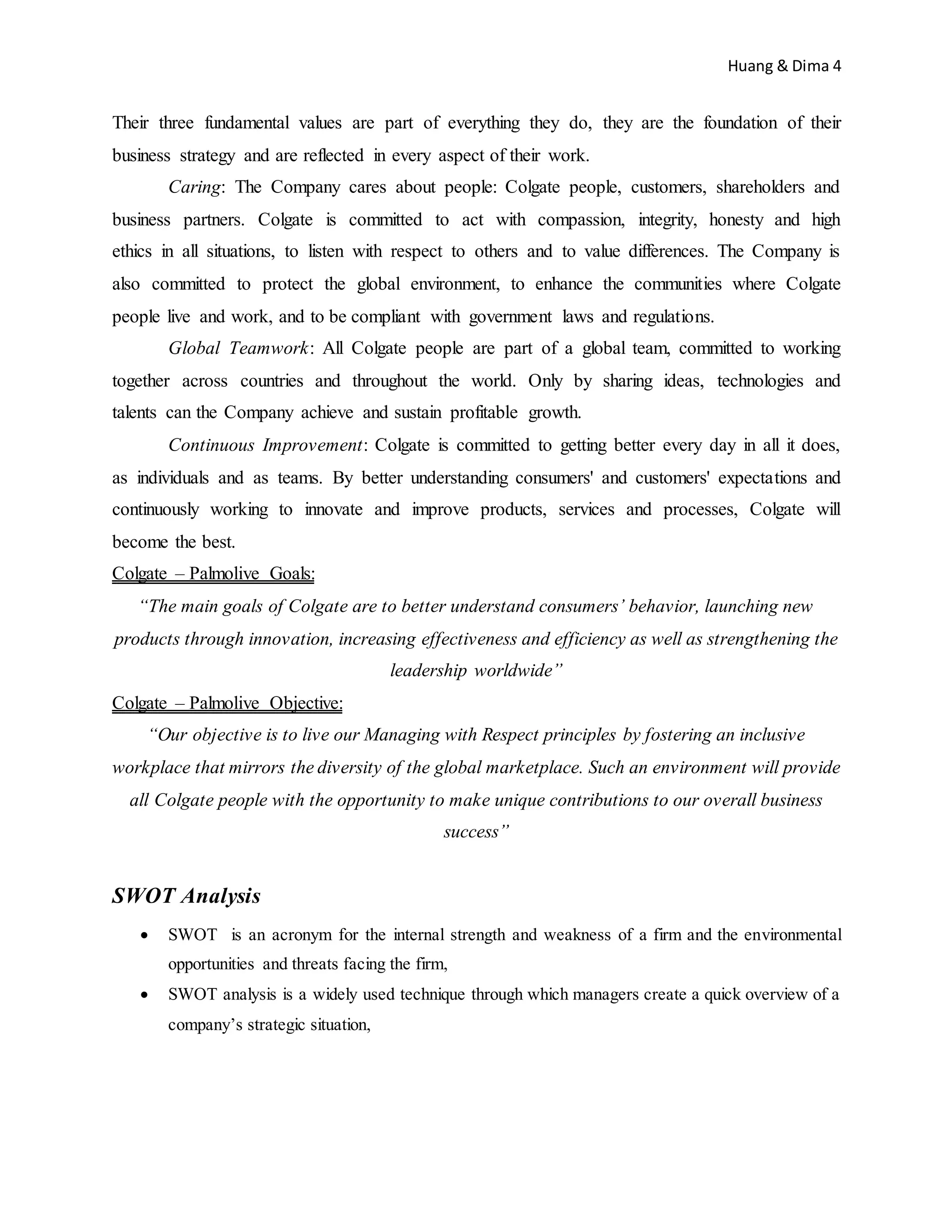Colgate Toothpaste Company | DOCX