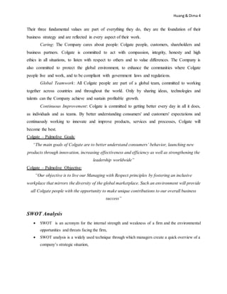 Colgate Toothpaste Company | DOCX | Oral care | Personal Care