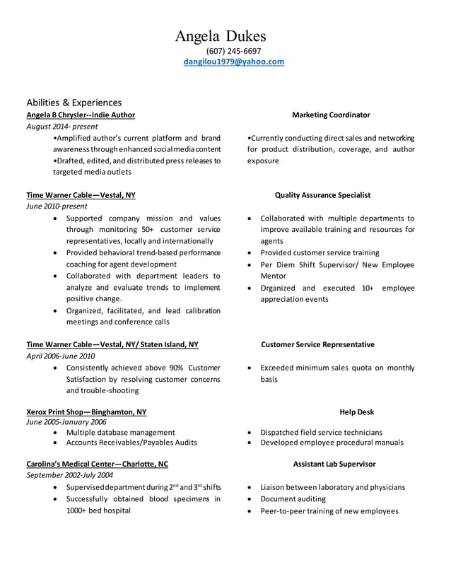 Angela Dukes resume | PDF
