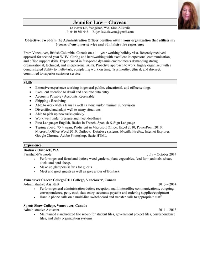 Jennifer Law-Claveau Resume | PDF