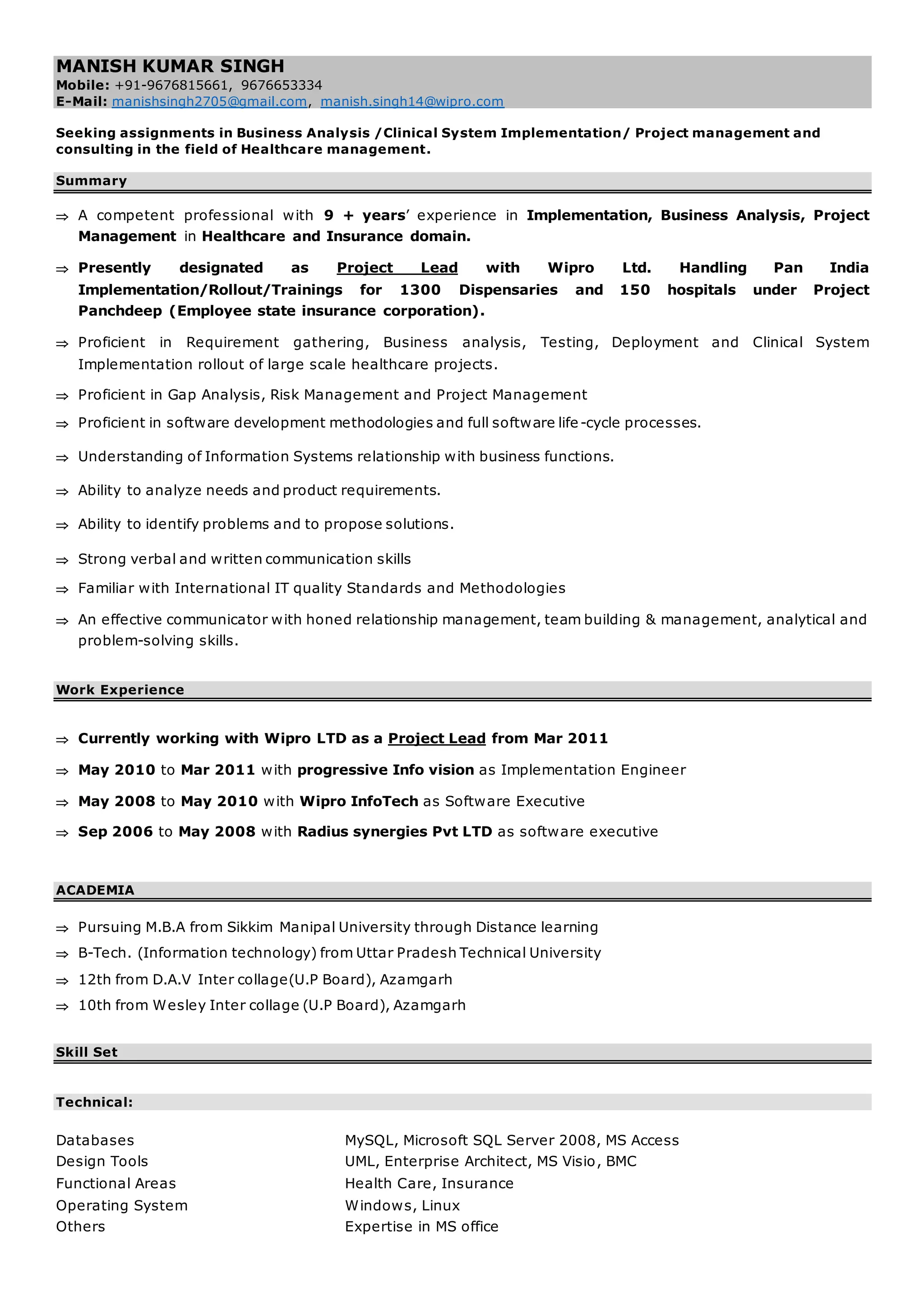 Manish Singh resume | DOCX
