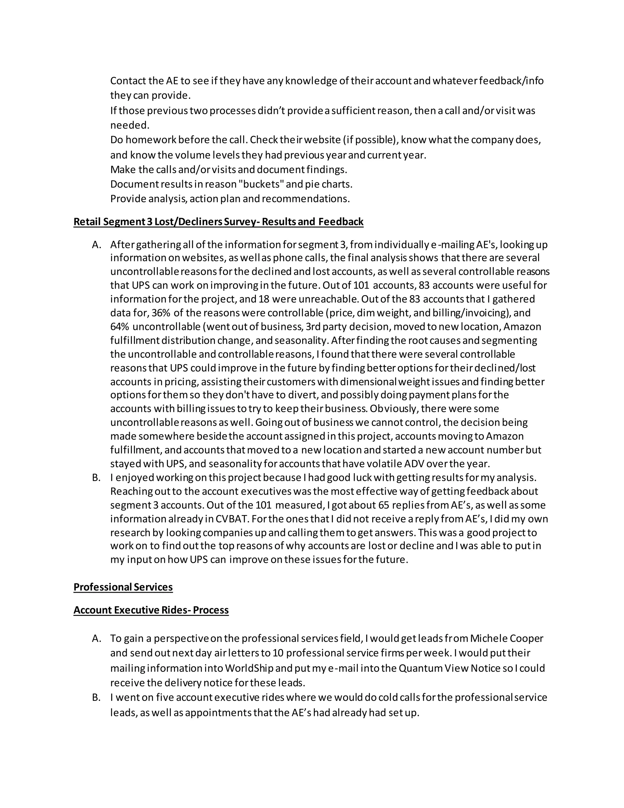 UPS Internship final write up | DOCX