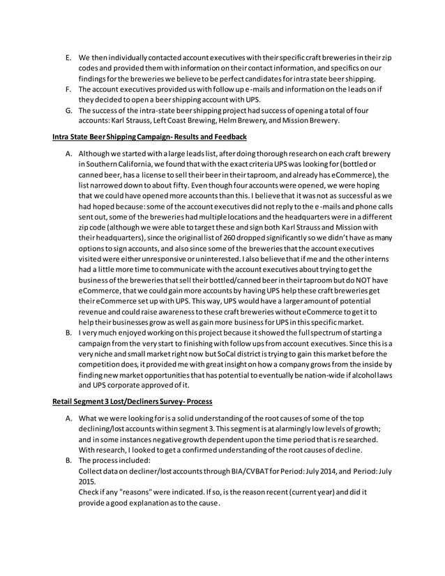 UPS Internship final write up | DOCX